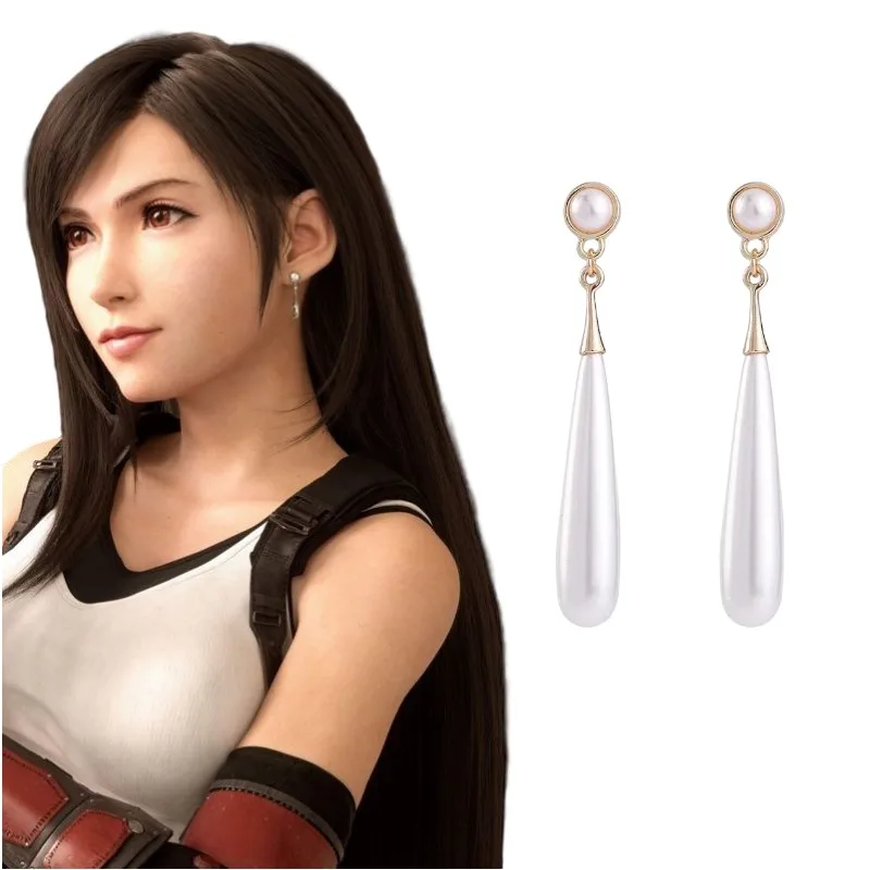 Cute-Girls-Tifa-Earrings-Game-Final-Fantasy-Cosplay-Pearl-Ear-Clip-for ...