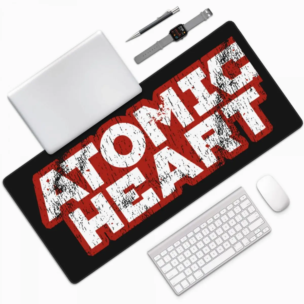 Atomic-Heart-Distressed-Logo-Keyboard-Table-Mat-Mousepad-Big-Gaming-Non ...