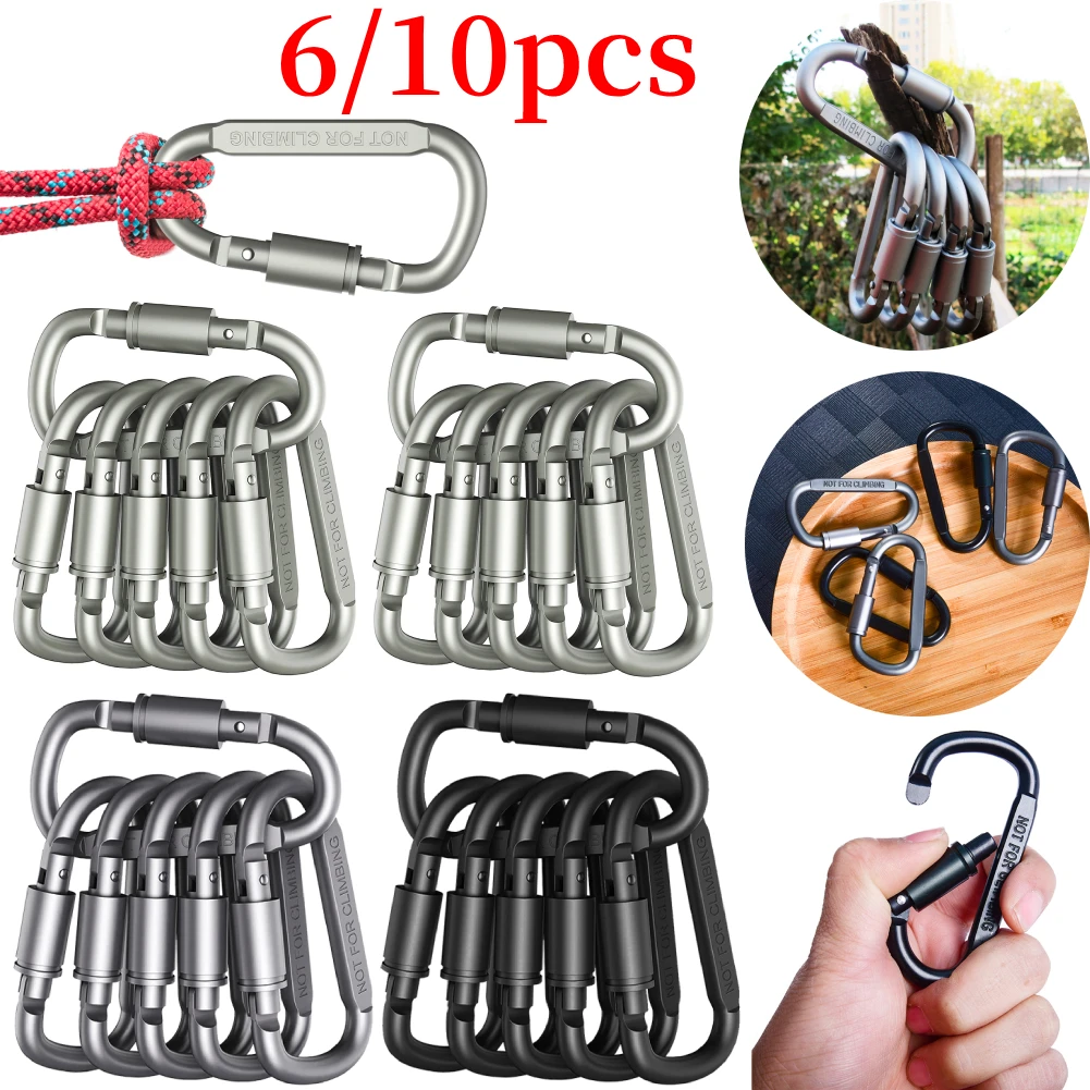 1-15PCS EDC Backpack Carabiner Keychain Outdoor Camping Hiking Aluminum ...