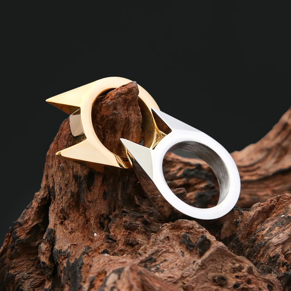 Fashion-Punk-Cat-Ear-Rings-For-Men-Women-Stainless-Steel-Shape-Attack-Ring-High-Polished ...