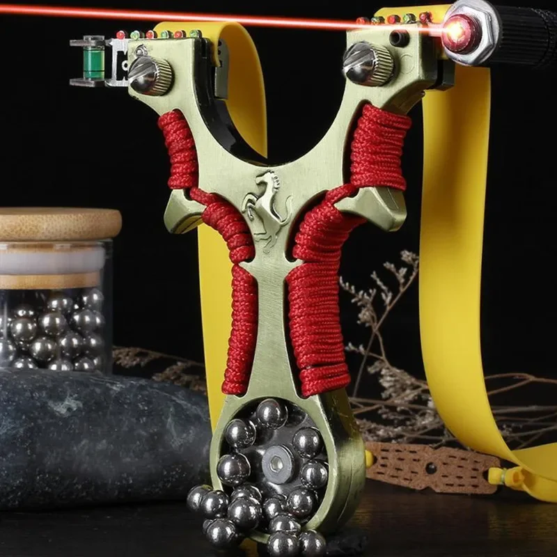 Outdoor-High-precision-Aiming-Red-Laser-Slingshot-Flat-Leather-Magnetic ...