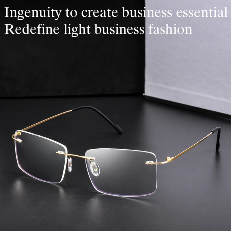 Rimless-Glasses-Frame-with-Recipe-Customized-Lenses-Shapes-Flexible ...