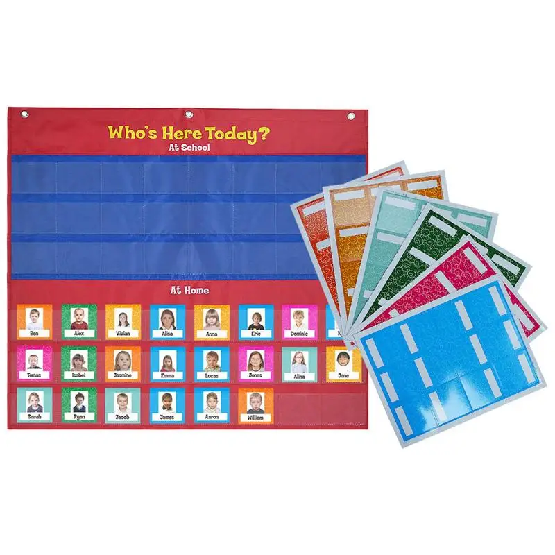 School-Classroom-Attendance-Pocket-Chart-With-72-Color-Cards-Teacher ...