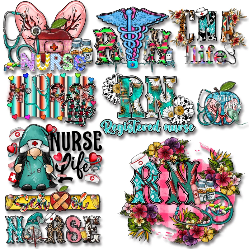 Nurse-Life-Stickers-For-Clothes-Iron-on-transfers-Heat-transfers ...