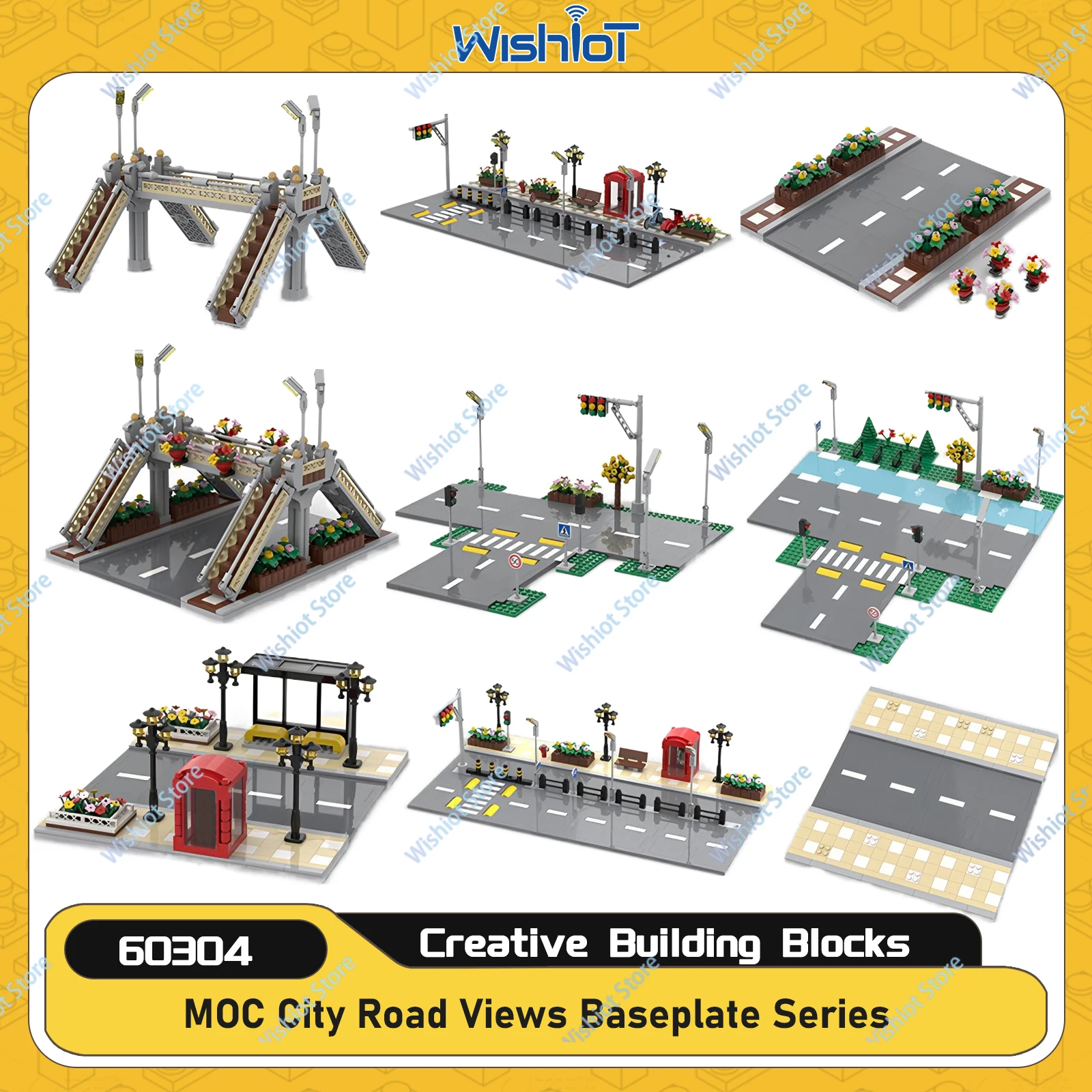 MOC City Road Street Views Building Block 60304 T-Type Baseplate Town ...