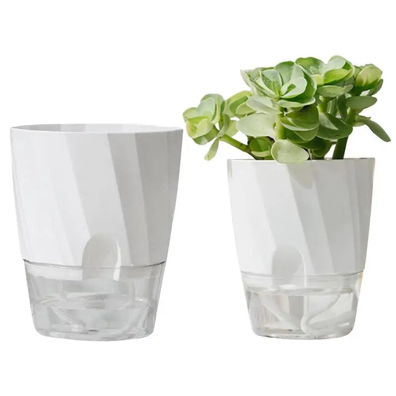 Self-Watering-Pots-Transparent-Plastic-Planter-For-Indoor-Outdoor ...
