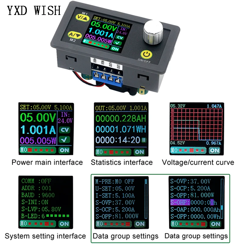 WZ3605E DC 벅 부스트 컨버터 CC CV 36V 5A 전력 모듈, 조정 가능 실험실 전력 공급 장치 전압계 전류계 ...