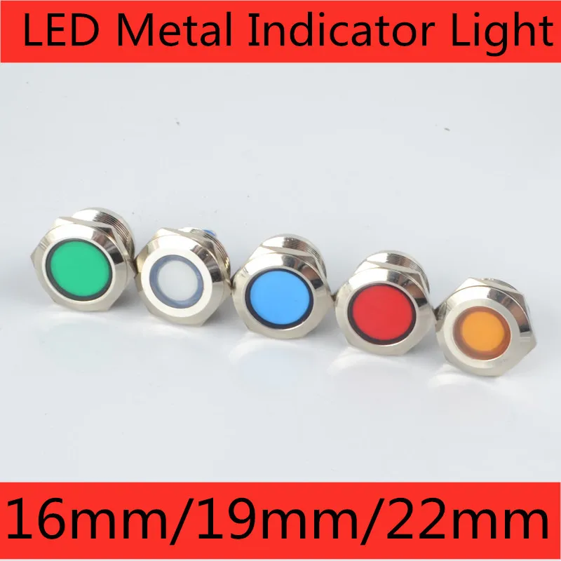 16/19/22mm Led Metal Indicator Light Waterproof Signal Lamp Light 12v ...