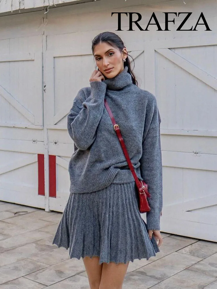 TRAFZA-su-ter-feminino-cropped-vintage-gola-alta-terno-solto-de-malha ...