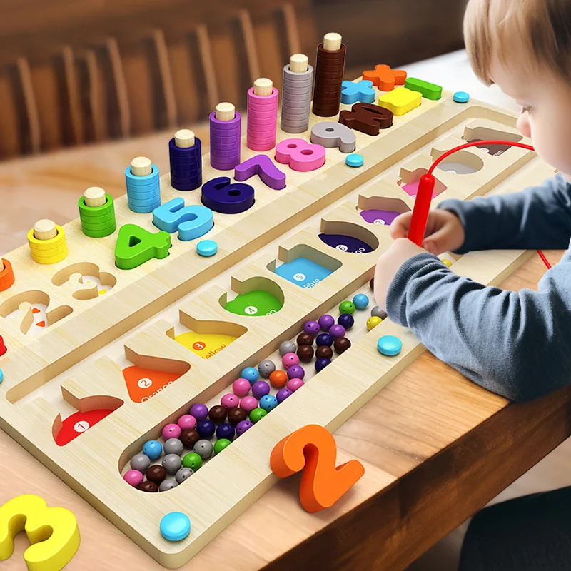 Montessori-Magnetic-Color-and-Number-Maze-Wooden-Magnet-Puzzle-Game ...