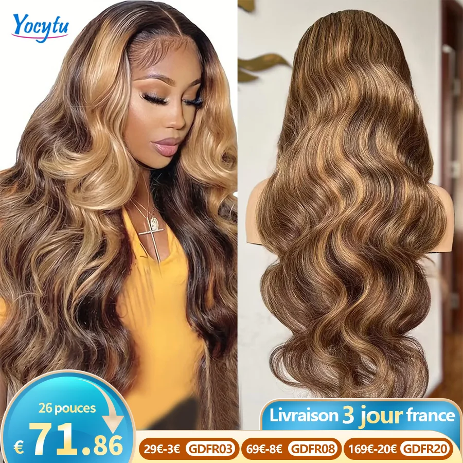 13X4-Highlight-Perruques-Cheveux-Humains-24-26-28-Pouces-Perruque ...