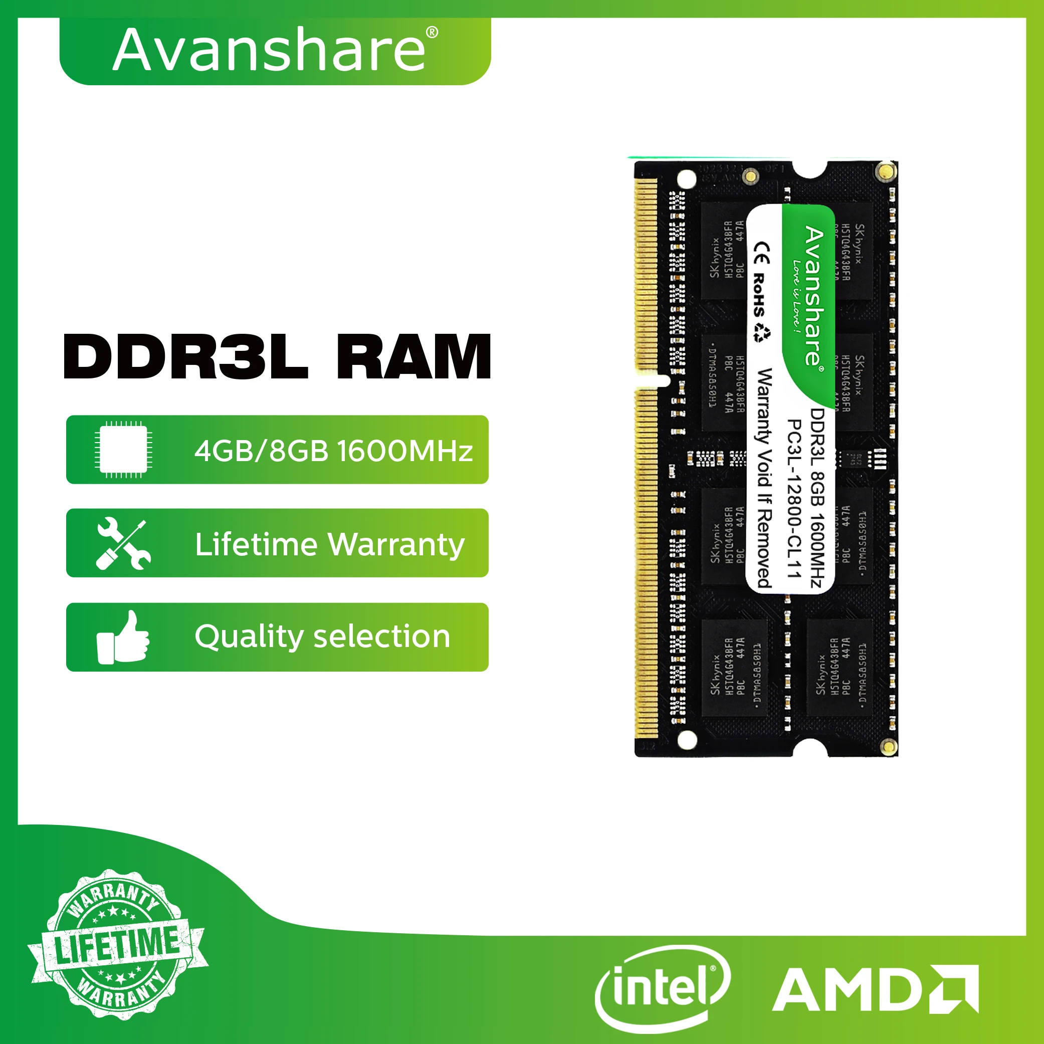 Avanshare ذاكرة عشوائية DDR3 DDR3L DDR4 Sodimm 4GB 8GB 16GB 1333MHz 1600MHz 2400MHz 2666MHz ...