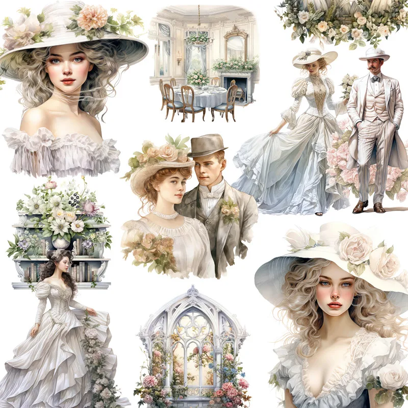 12Pcs-Pack-Victoria-18th-Century-Sticker-DIY-Craft-Scrapbooking-Album ...