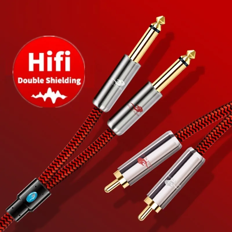 HiFi-Dual-Mono-Cabo-de-udio-para-Amplificador-Mixer-Speaker-RCA-para-1 ...