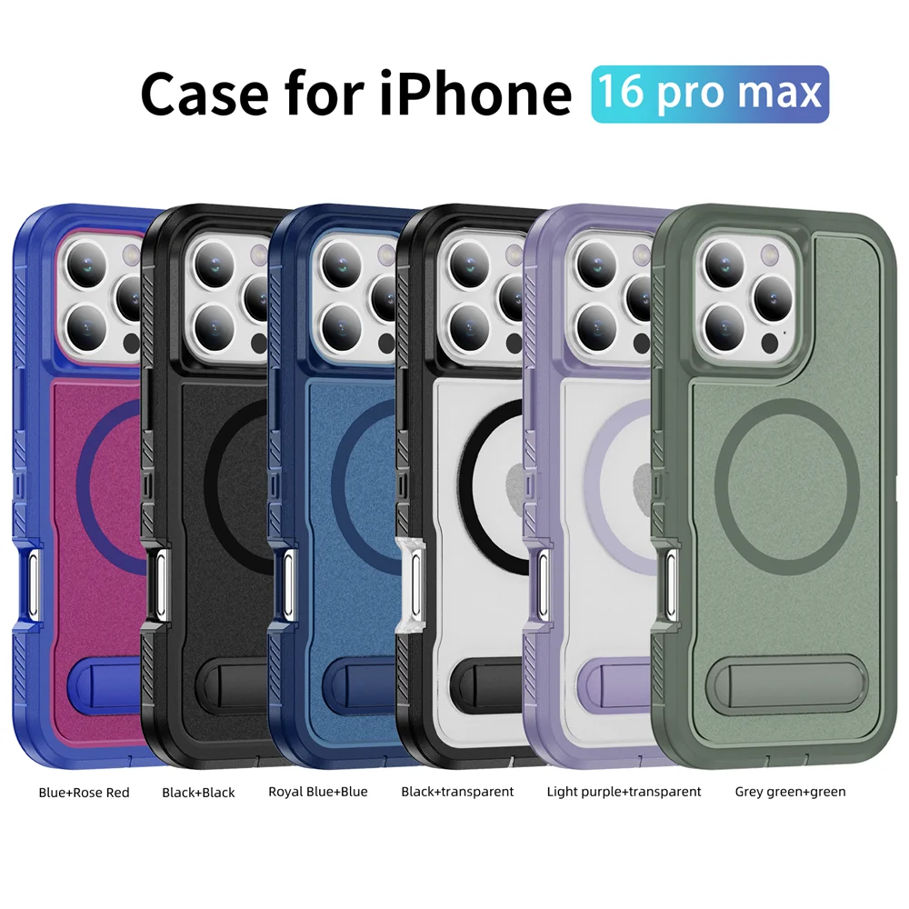 Premium Magnetic Armor Folding Stand Phone Case with MagSafe ...