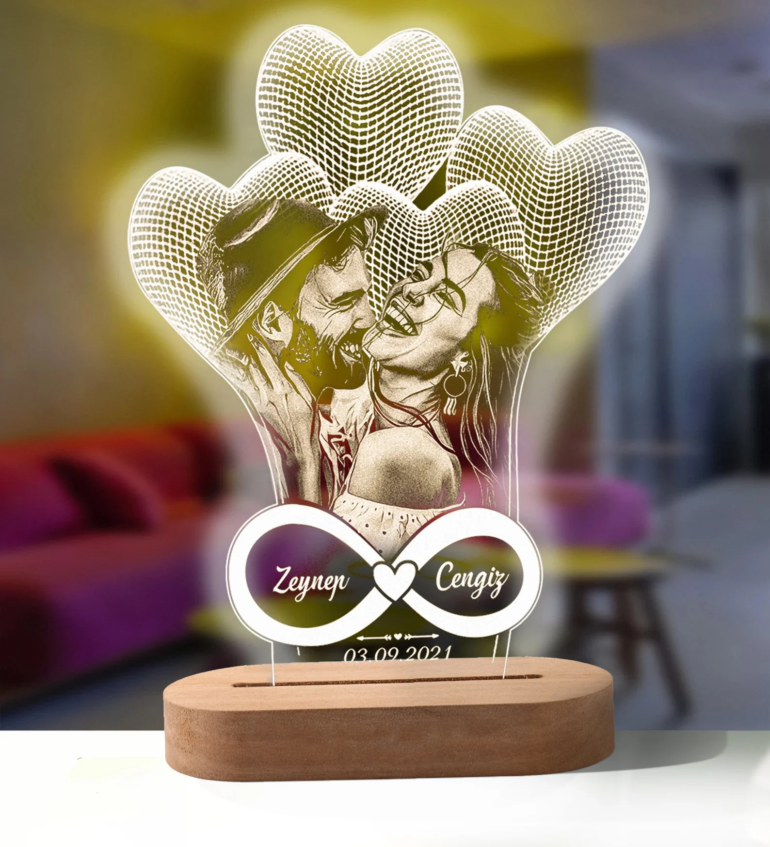Personalized-Photo-3D-Lamp-Engrave-Wooden-Base-Custom-Text-Bedroom ...