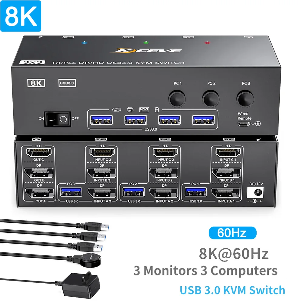 USB-3-0-KVM-Switch-3-Monitors-3-Computers-8K-60Hz-4K-144Hz-Triple ...