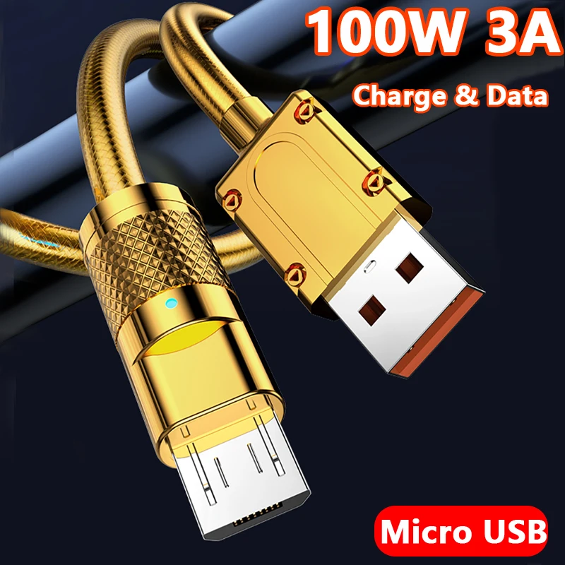 100W-Micro-USB-Cable-3A-Fast-Charging-Cord-Mobile-Phone-For-XiaoMi-VIVO ...