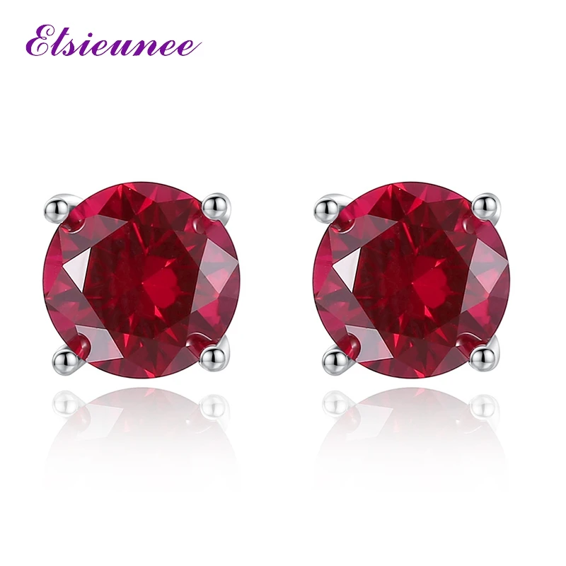 ELSIEUNEE-Luxury-Solid-925-Sterling-Silver-5MM-6MM-Ruby-Tourmaline-Gemstone-Ear-Stud-Earrings ...