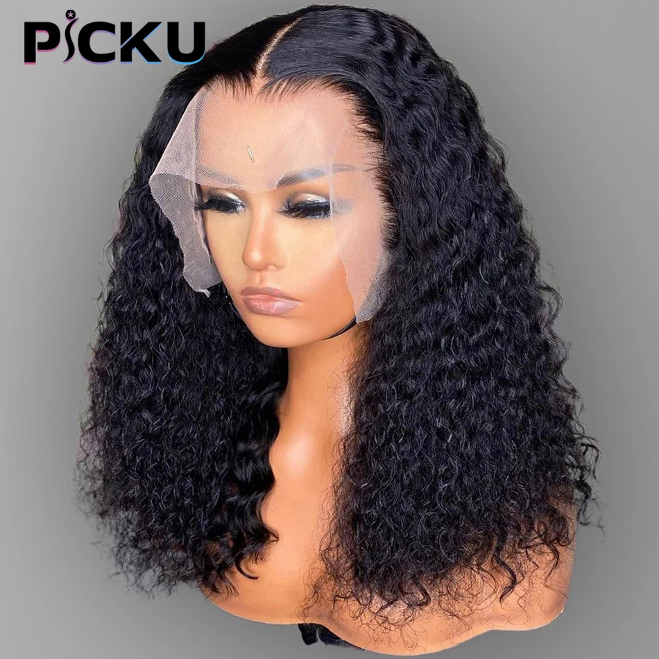 Deep Wave Bob Wig Lace Front Human Hair Wigs For Women Pre Plucked 13x4 ...