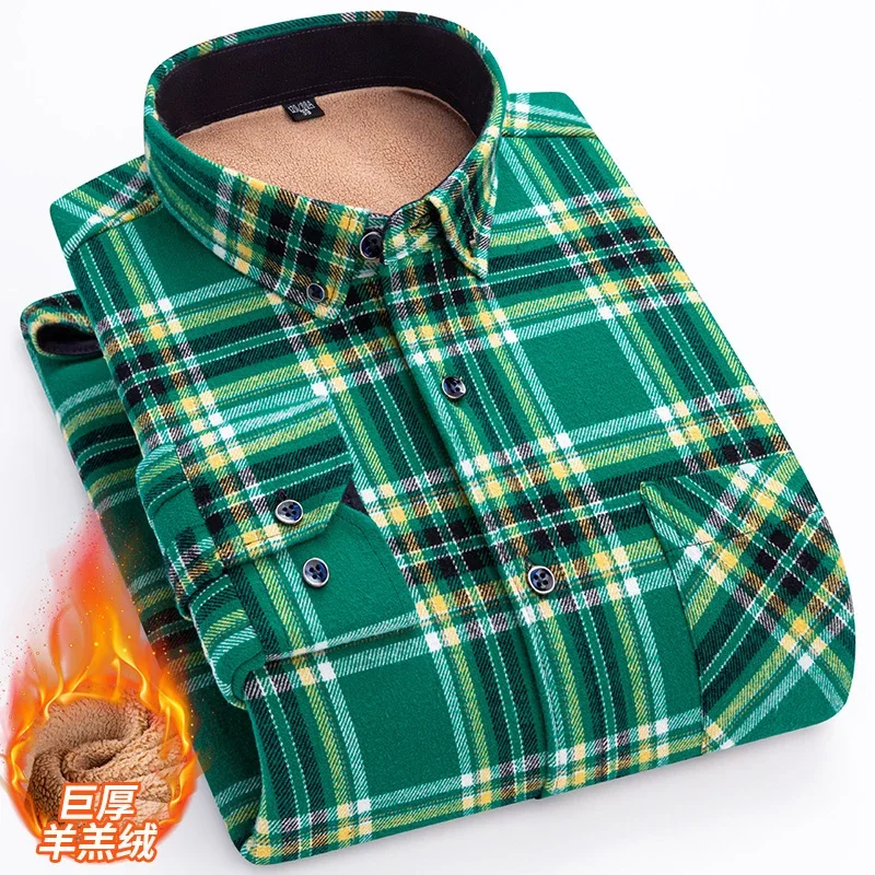 Men-s-Winter-Warm-Shirts-Flannel-Plaid-Plus-Size-Long-Sleeve-Single ...