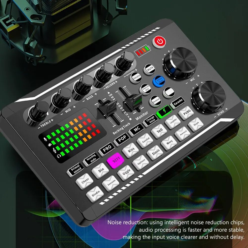 F998 Live Sound Card and Audio Interface with Mixer Effects and Voice ...