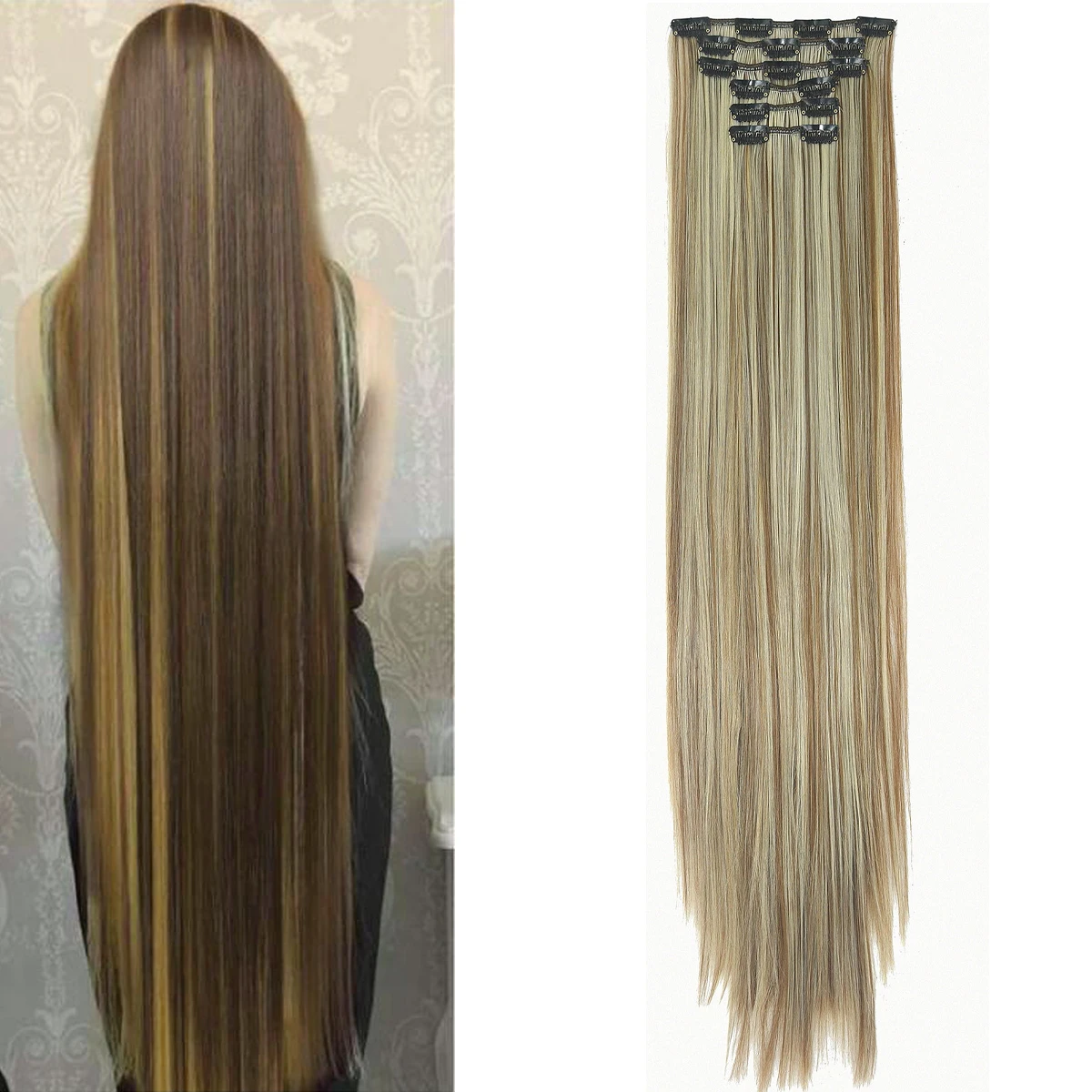 Synthetic 32 inch straight hair extensions