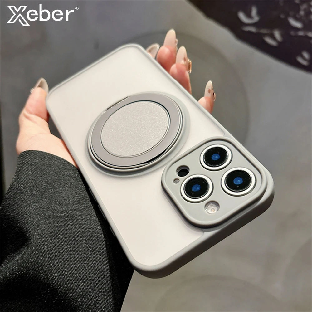 For Magsafe Matte Translucent 360 Rotating Magnetic Ring Holder Phone ...
