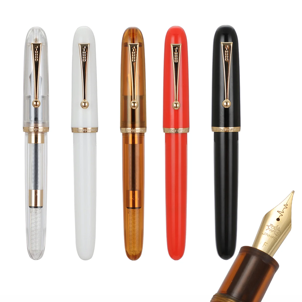 Jinhao 9016 Fountain Pen #6 Fine / Medium Heartbeat Nib with Converter ...
