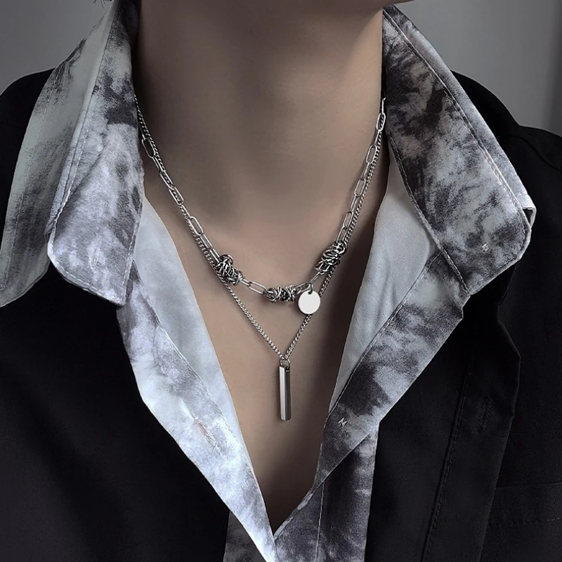 Fashion-Classic-Rectangular-Pendant-Necklace-Men-s-Silver-Stainless ...