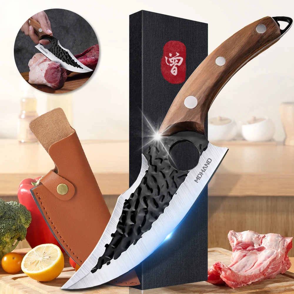 ZENG Stainless Steel Hand Forged Knife Cleaver Chef Cooking Cutter ...