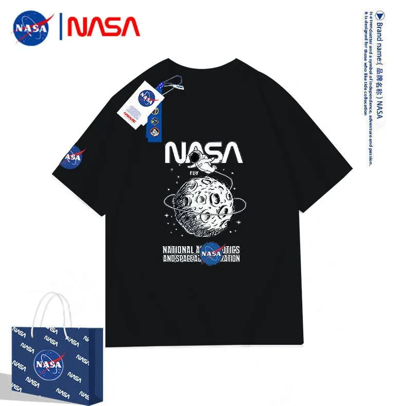 NASA 남성용 캐주얼 화이트 반팔 티셔츠, 프린트 코튼, 여름| | - AliExpress