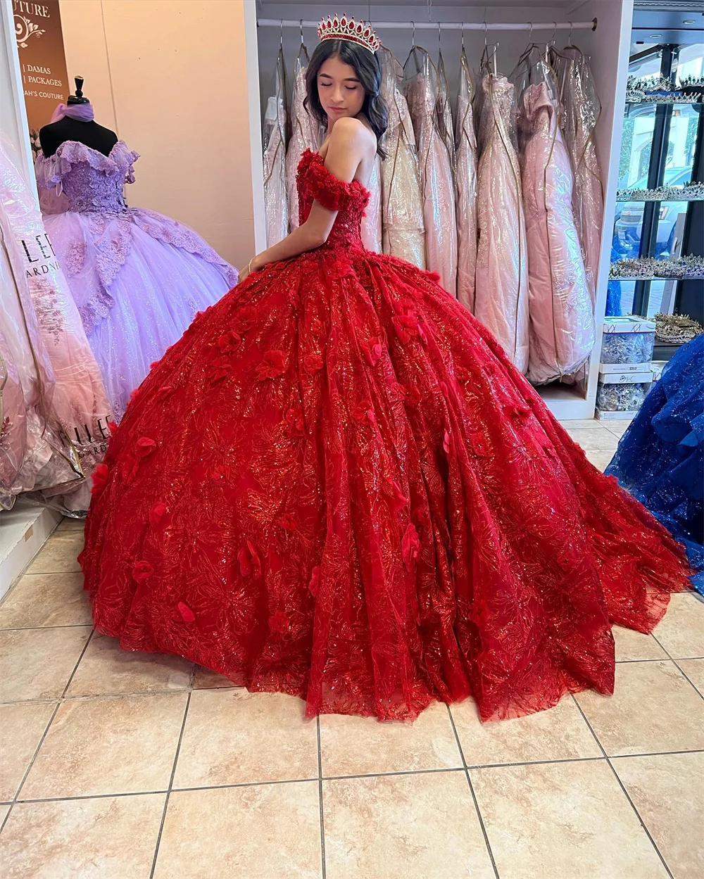 Dark Red Quinceanera Dresses For Damas