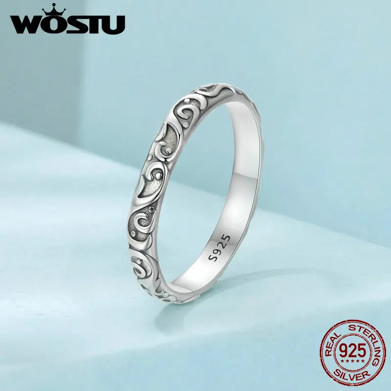 WOSTU-Original-925-Sterling-Silver-Patterned-Ring-Vintage-Ring-for ...