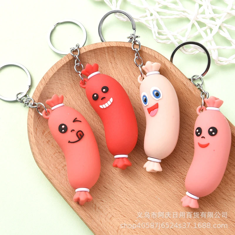 New creative cartoon simulation sausage ham sausage key chain car bag ...