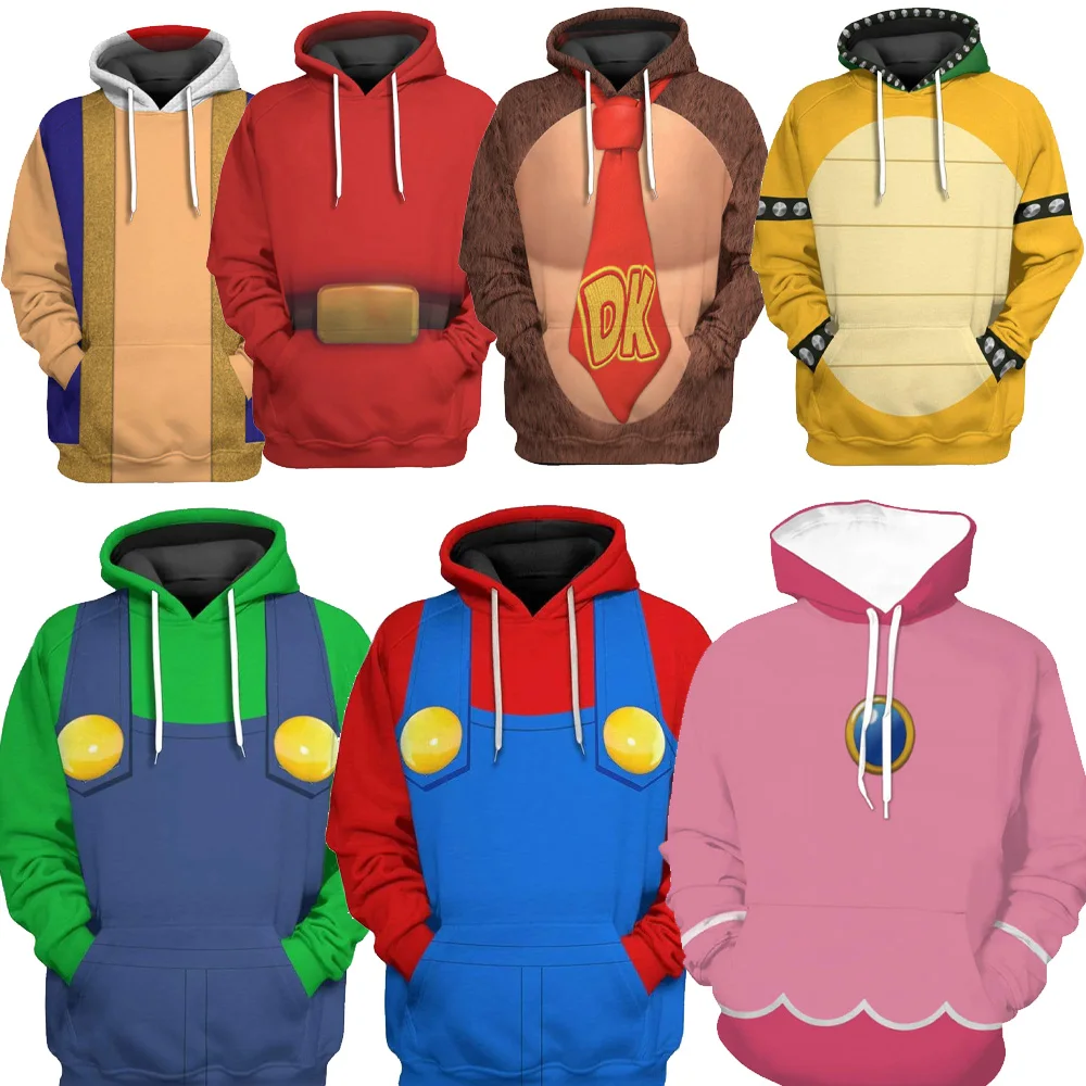Bowser Cosplay Hoodie Costume Game Movie Bros Roleplay Fantasia Outfits ...