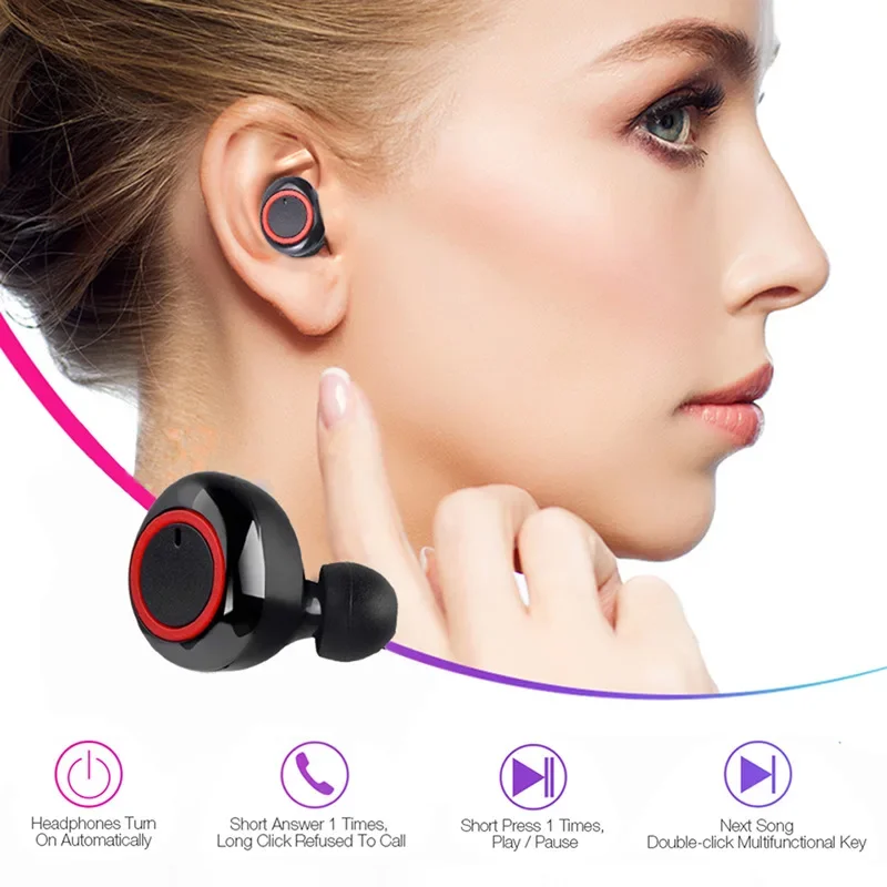 Y50 TWS-auriculares inalámbricos por Bluetooth, cascos impermeables IPX7 de graves profundos ...