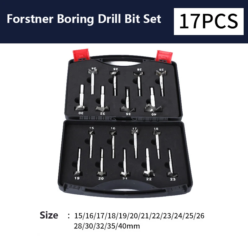17 Pcs 15mm-40mm Forstner Drill Bits Set For Wood, Auger, 45% OFF
