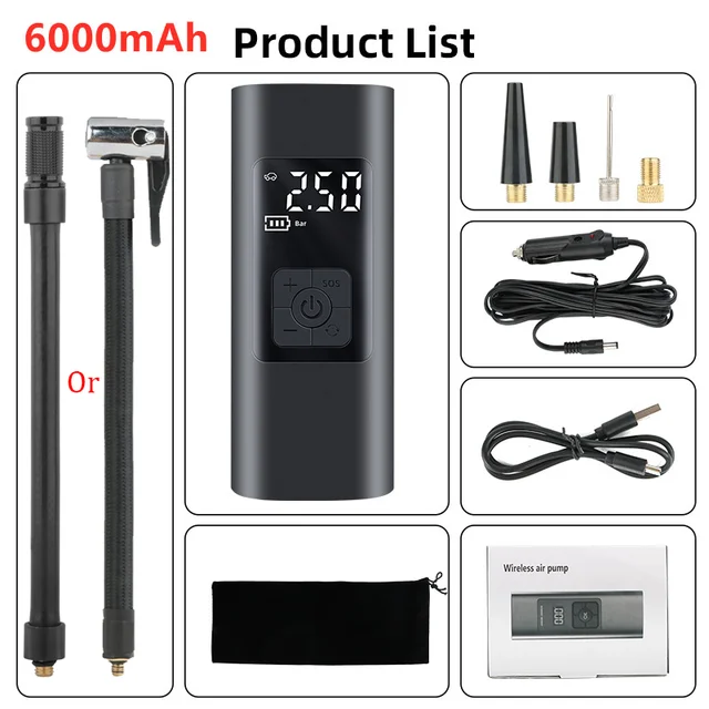 Develuck Car Air Compressor Electric Tyre Inflator Pump With LED Lamp For Motorcycle Bicycle ...