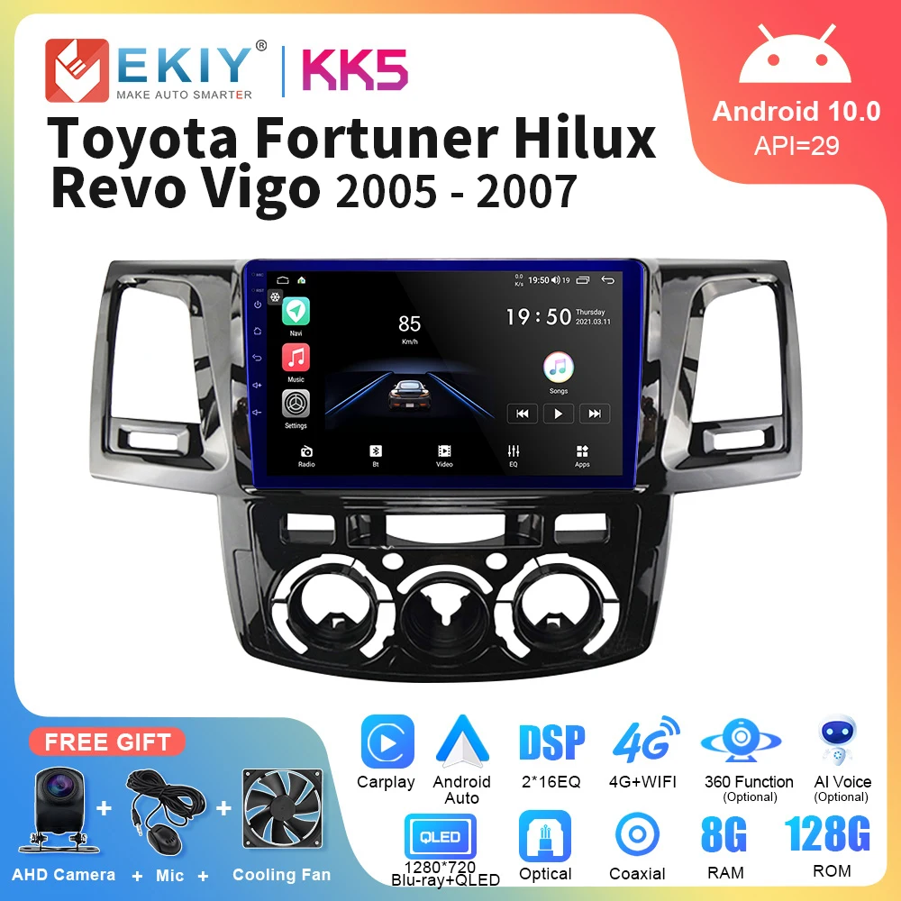 Rádio Do Carro De Ekiy Kk5 Para Toyota Fortuner Hilux Revo Vigo 2005 ...
