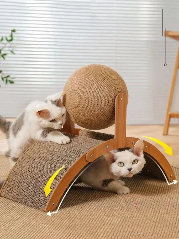 2-in-1-Cat-Scratching-Ball-Wooden-Cat-Scratcher-Scratching-Board-Wear ...
