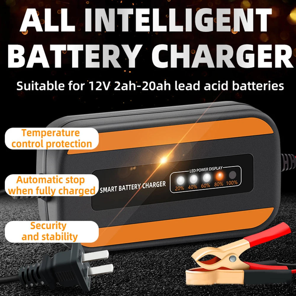 12 volt Car Battery Charger, 12V 2A Portable Lead Acid Automotive ...