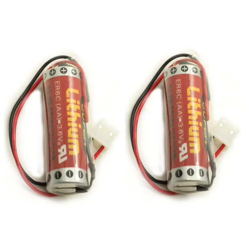 Lot 2PCS Original ER6C AA 14500 3.6V 1800mAh F2 40BL FX2N 48MT PLC CNC ...