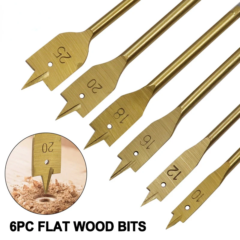 6pcs-3-Point-Woodworking-Flat-Drill-Hanging-Titanium-Plated-Wood-Plate ...
