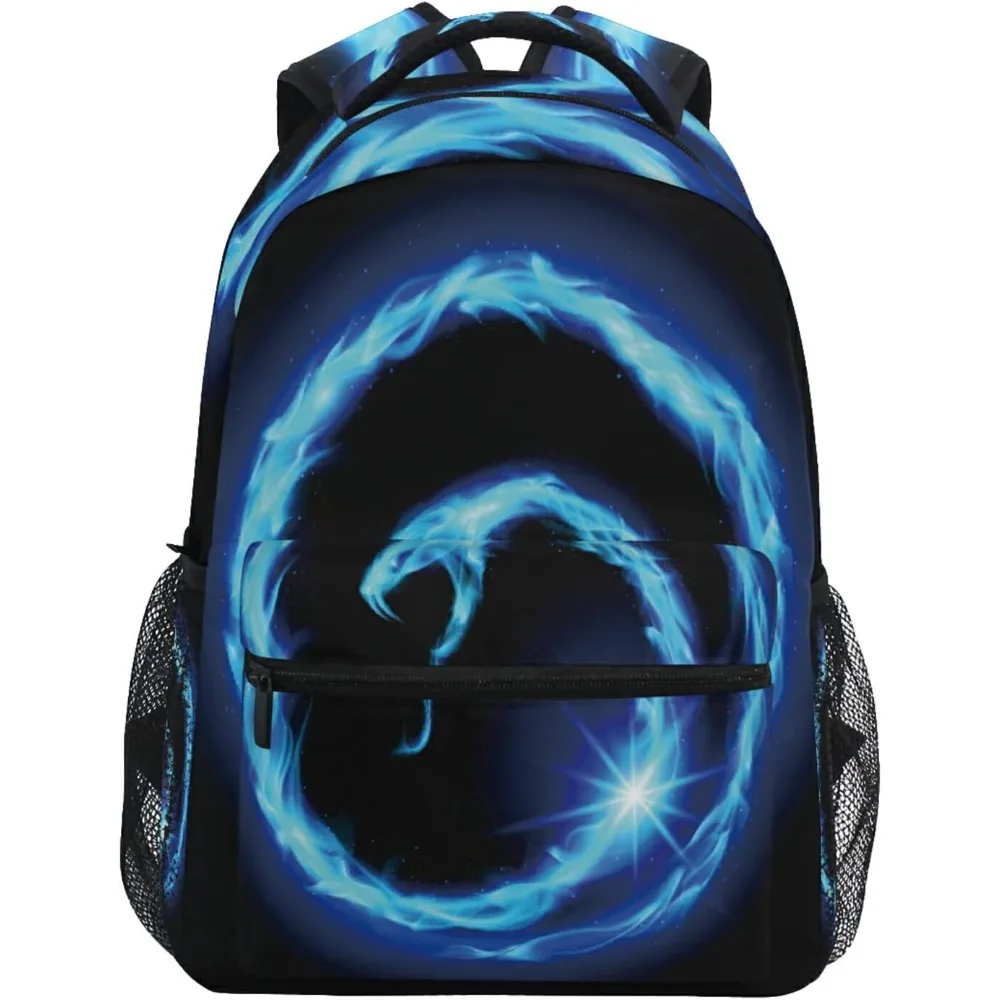 Boy Girl Students School Bookbag, Blue Snake Pattern Waterproof Laptop ...