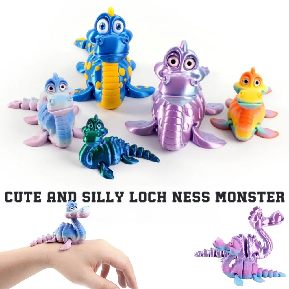 3D Printed Loch Ness Figures Toys Multi-joint Movable Simulation Eyes ...