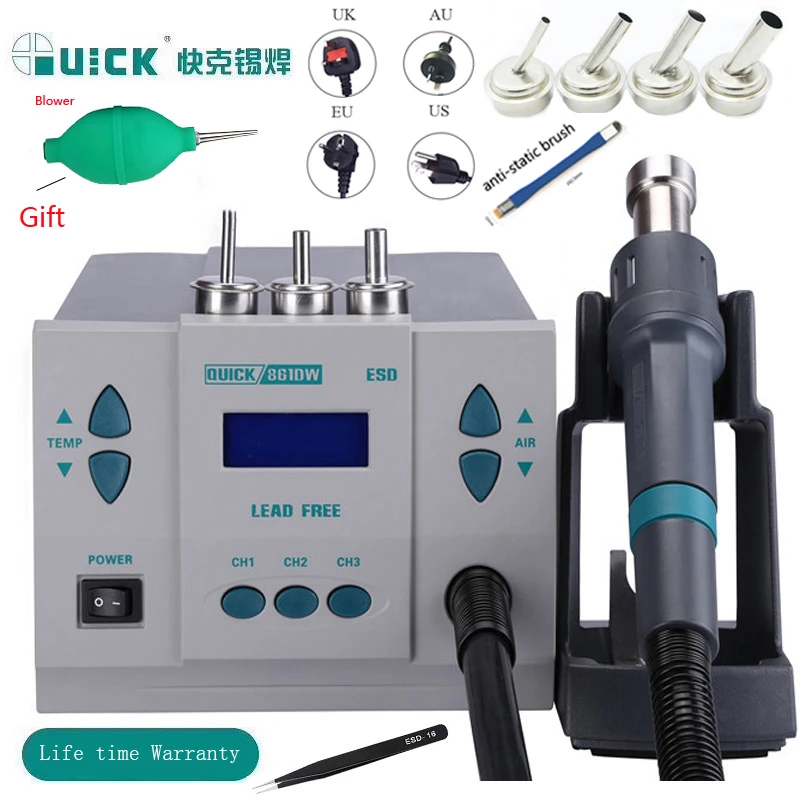 Original 1000W220/110V QUICK 861DW heat gun lead free hot air soldering ...
