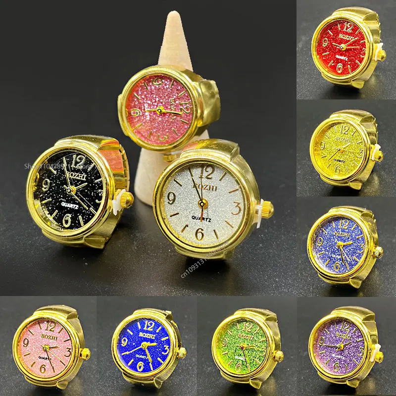 Gold Color Vintage Pocket Quartz Watches Finger Rings Women Men Mini ...