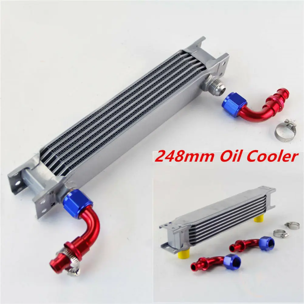 Universal-Car-Oil-cooler-Silver-7-Row-AN10-Engine-248mm-Oil-Cooler-w ...
