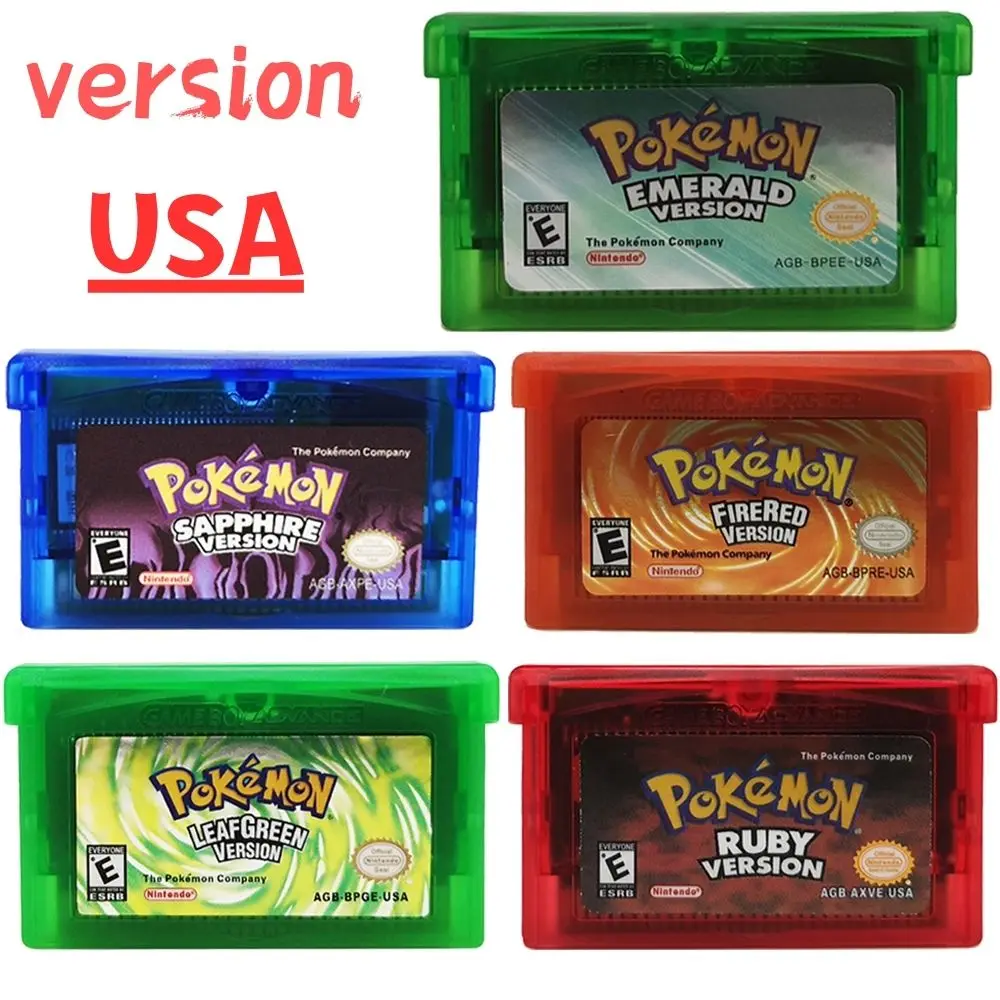 GBA Series 32-bit Video Game Cartridge Console Card Emerald FireRed ...